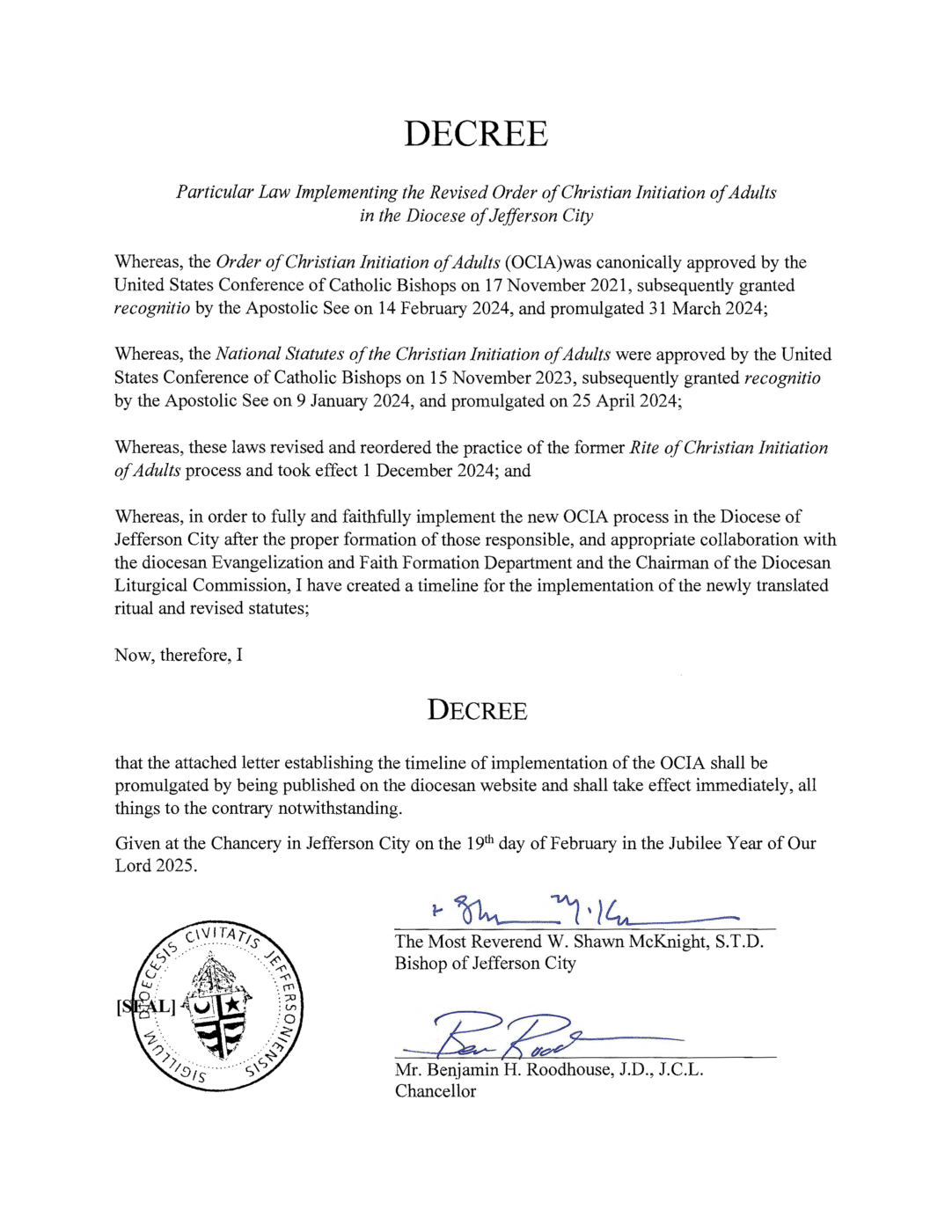 Decree | Diocese of Jefferson City