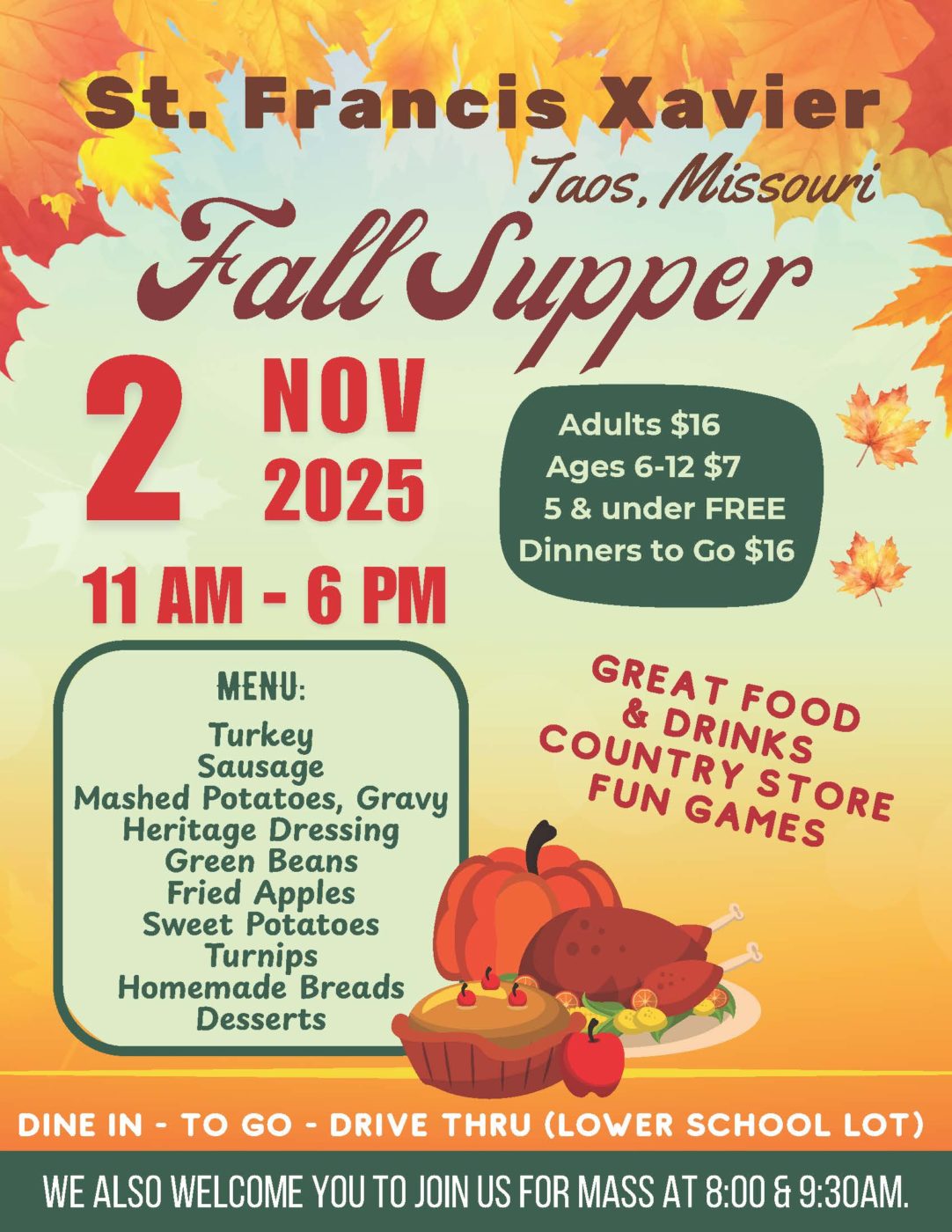 St Francis Xavier Fall Supper (Taos) | Diocese of Jefferson City